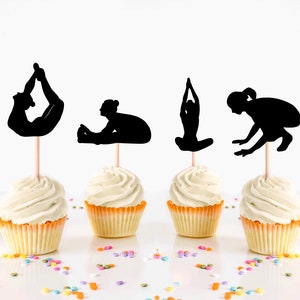 Yoga Positions Cupcake Toppers, Yoga Cupcake Toppers, Yoga Silhouettes ...
