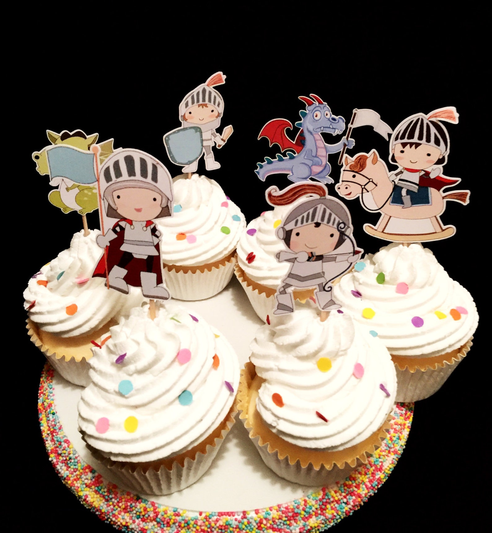 Knights and Dragons Cupcake Toppers - Etsy