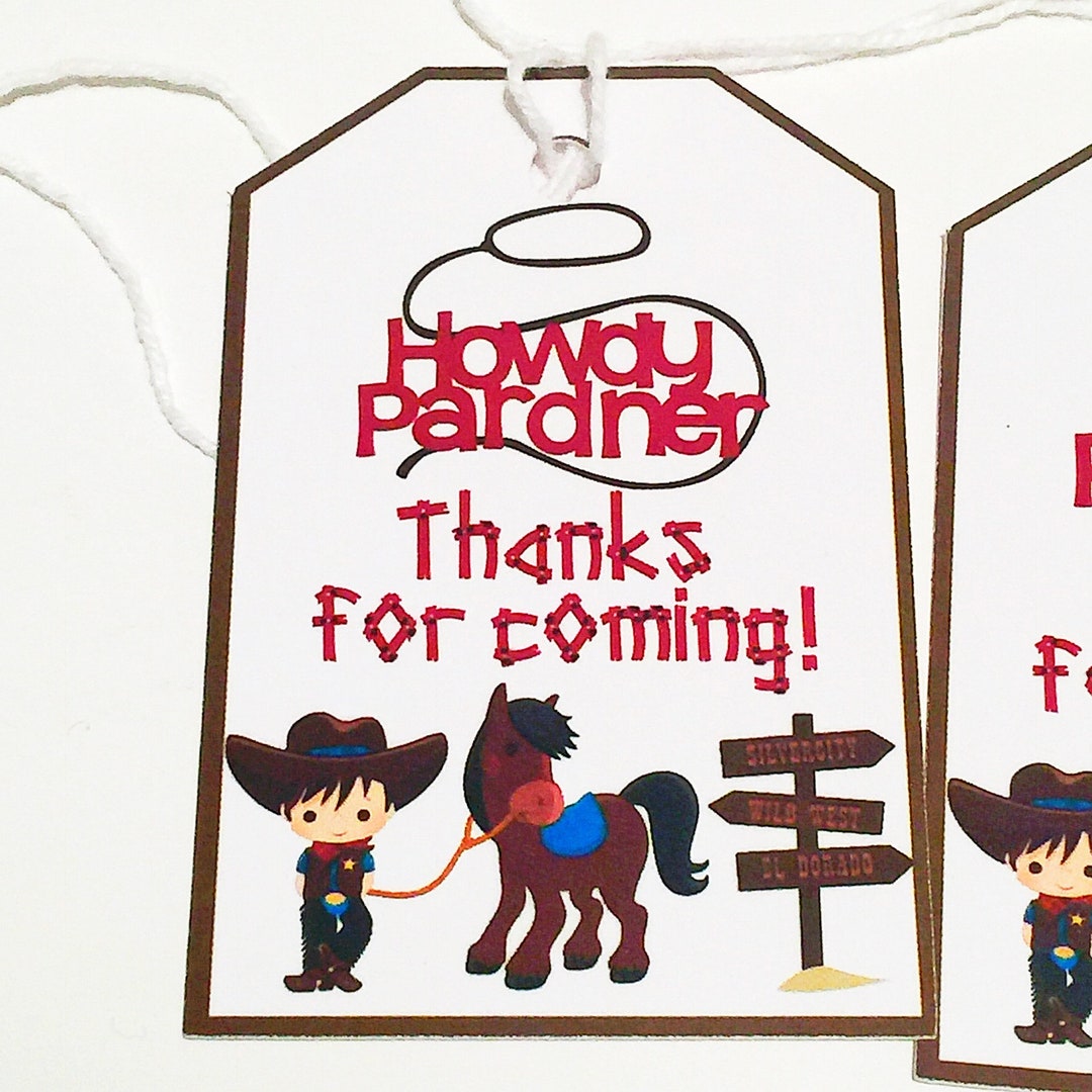 Cowboy Party Favor Tags, Cowboy Thank You Tags, Cowboy Loot Bag Tags ...