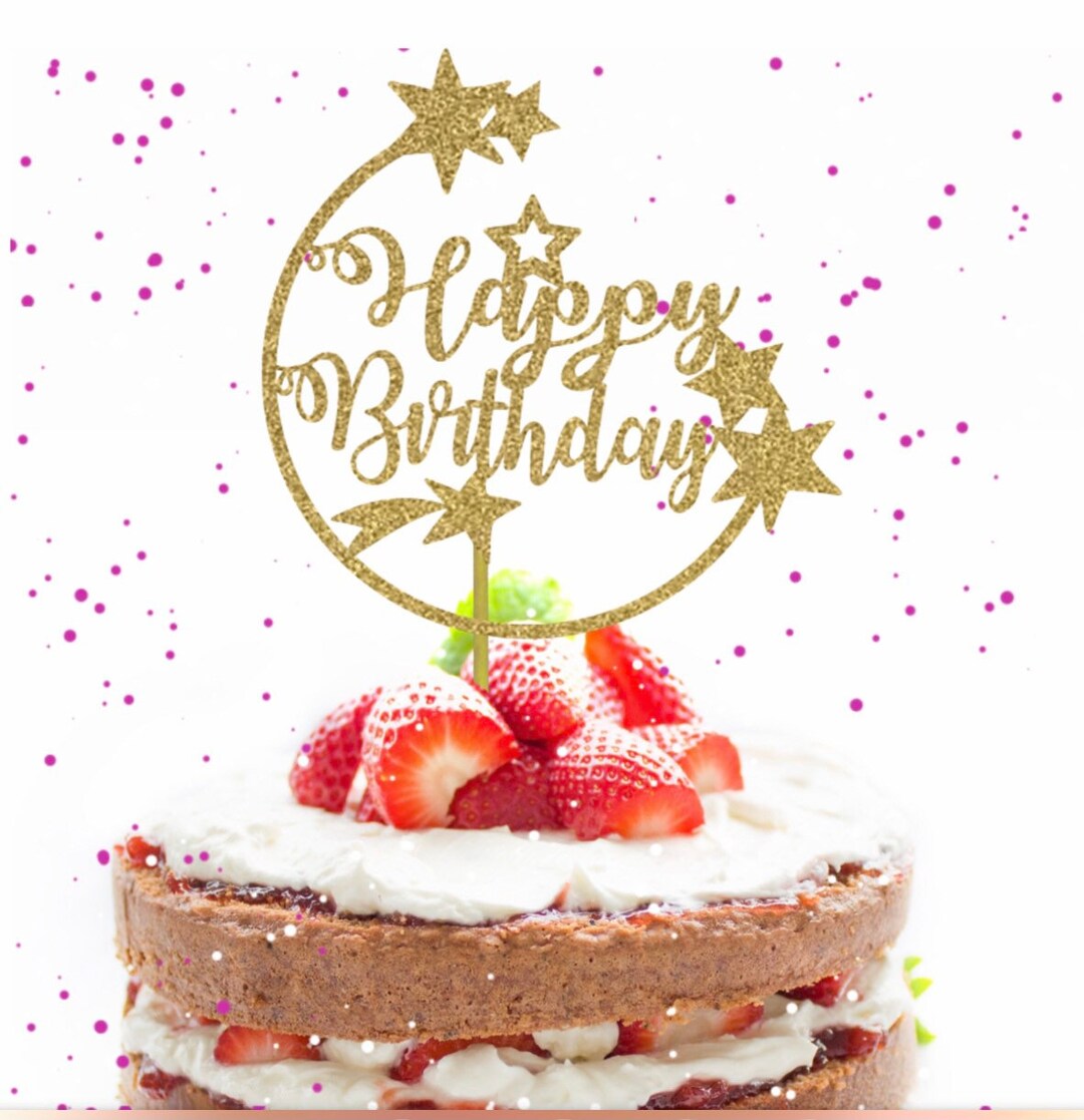 Happy Birthday Cake Topper, Birthday Cake Topper, Glitter Cake Topper ...