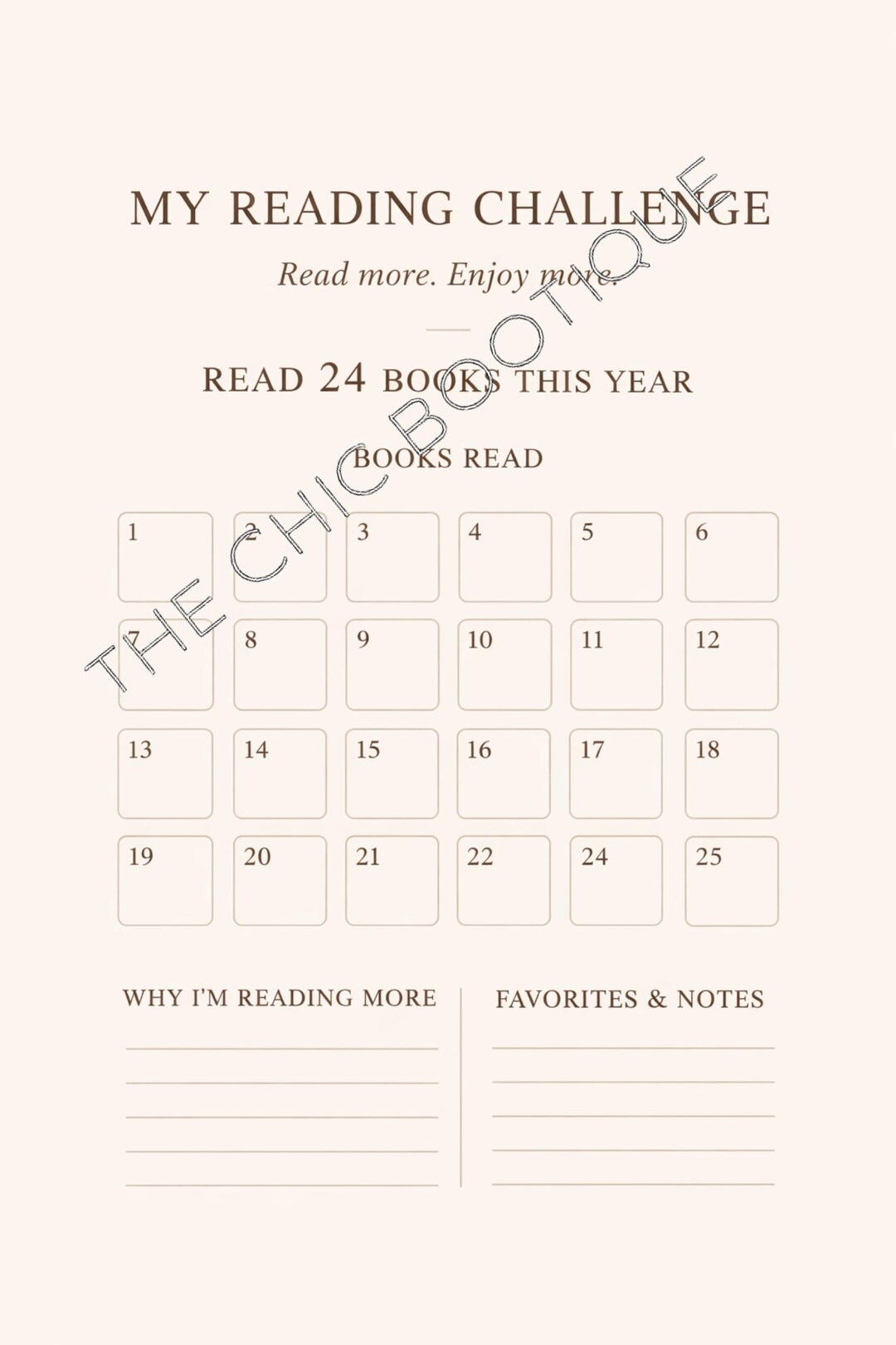 Reading Challenge Printable, 24 Book Reading Tracker, Book Lover Gift ...