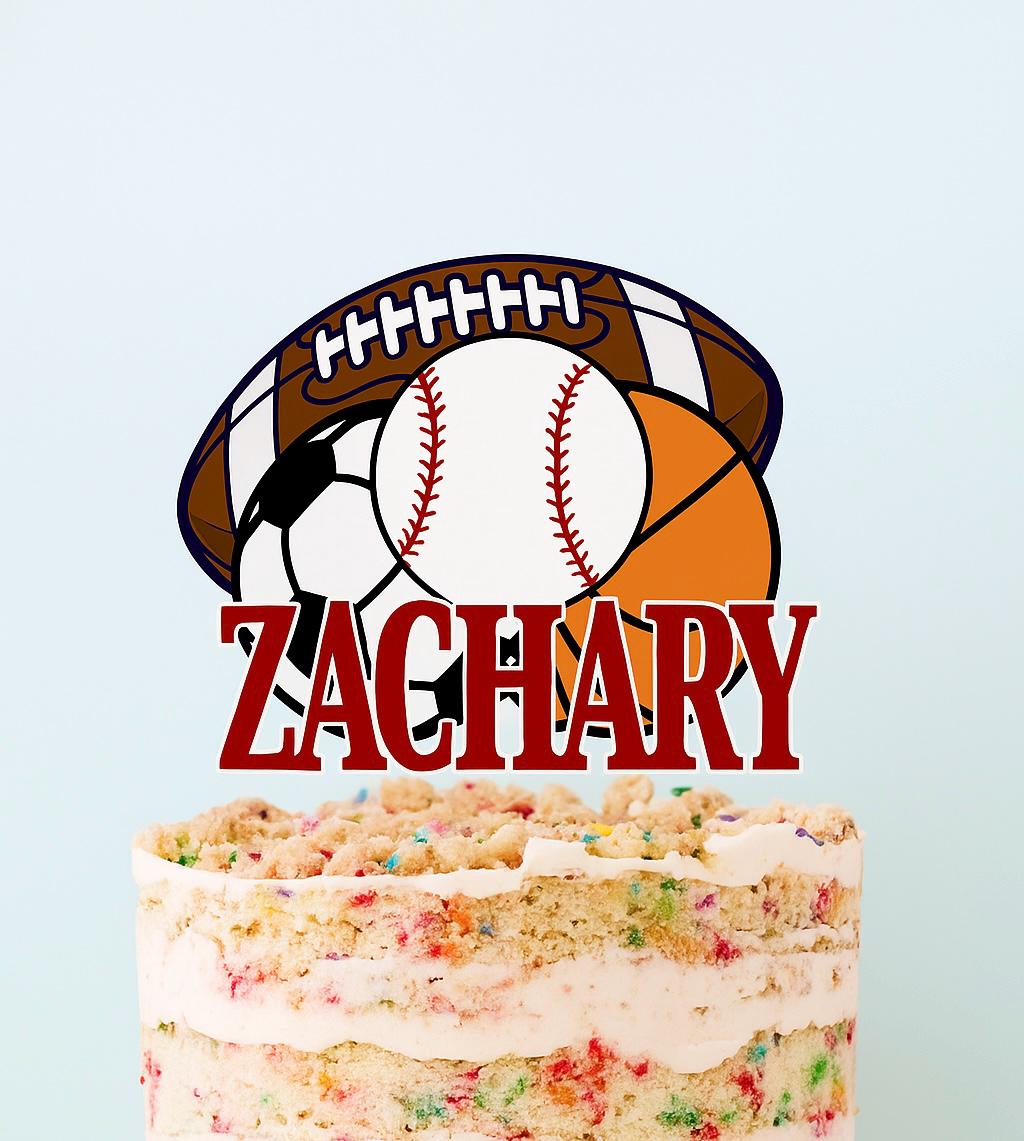 Personalized Sports Birthday Cake Topper, Custom Sports Ball Cake ...