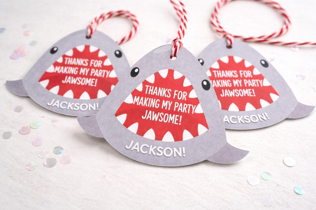 Shark Thank You Favor Tags, Jawsome Party, Set of 6 - Etsy