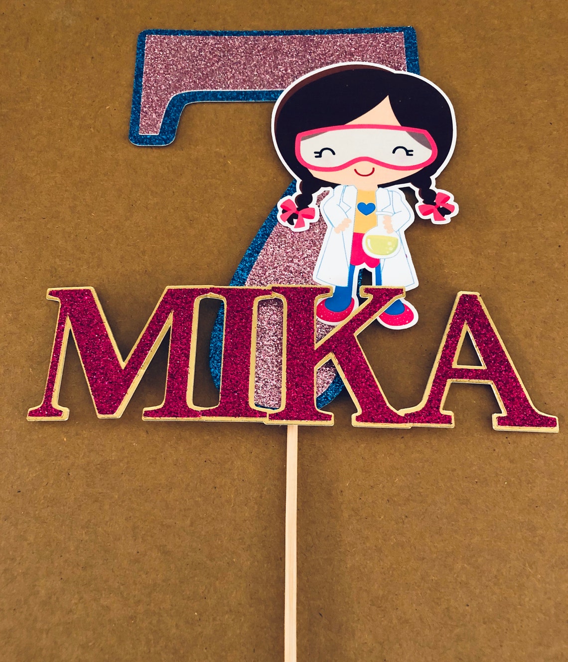 Girl Scientist Cake Topper Girl Chemist Cake Topper Science - Etsy