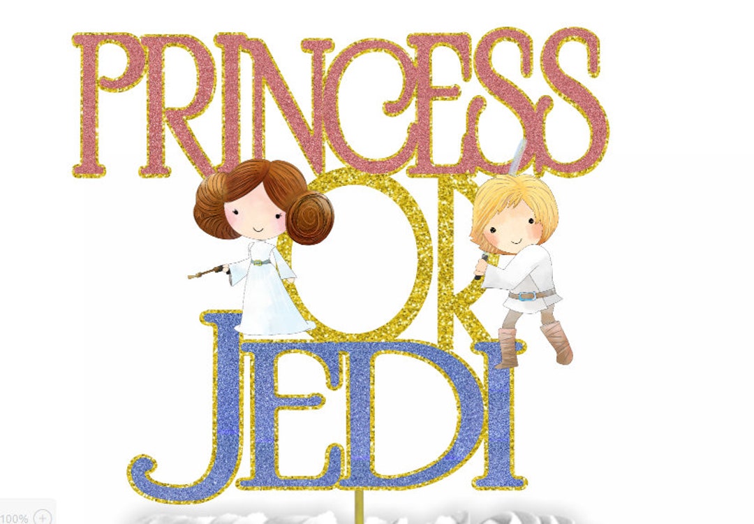 Princess or Jedi Gender Reveal Cake Topper, Star Wars Theme - Etsy