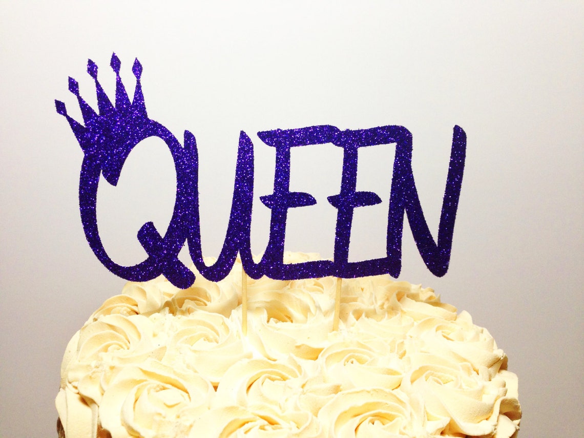 Queen Cake Topper birthday Glitter Decorations Mother's | Etsy