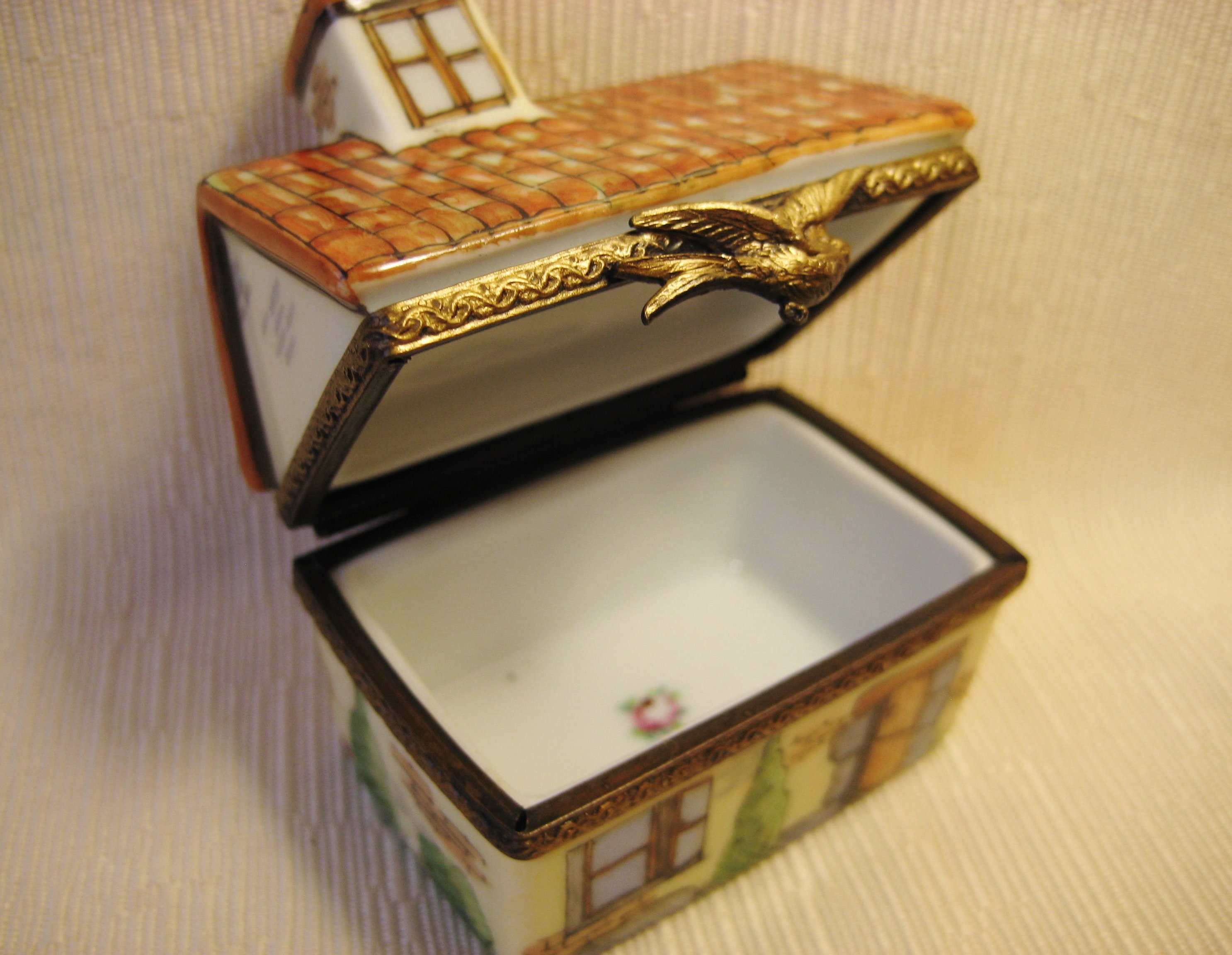Limoges Porcelain Box in Miniature. Hand Painted. Little Country House ...