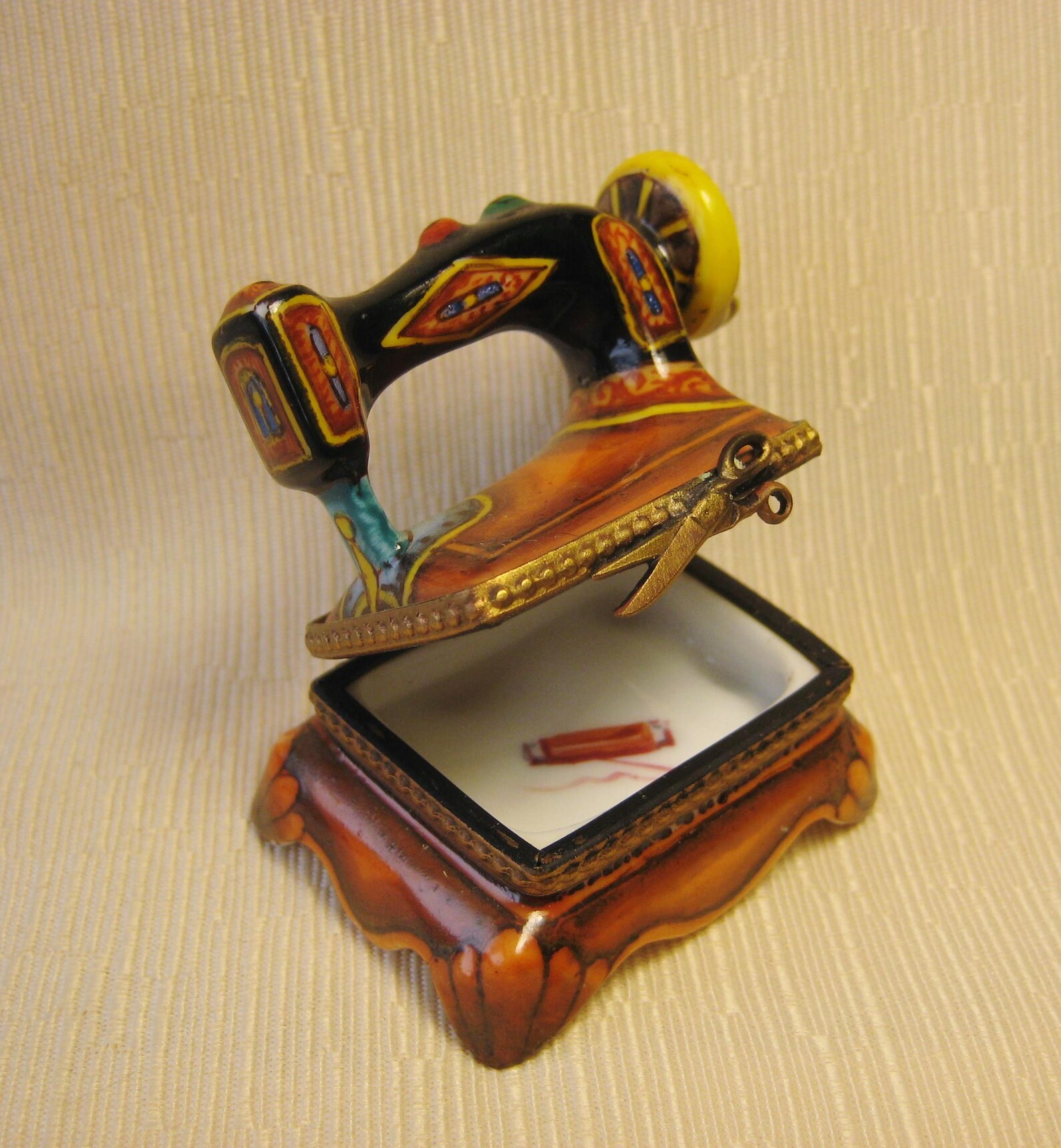 Limoges Porcelain Box in Miniature. Hand Painted. Sewing Machine - Etsy