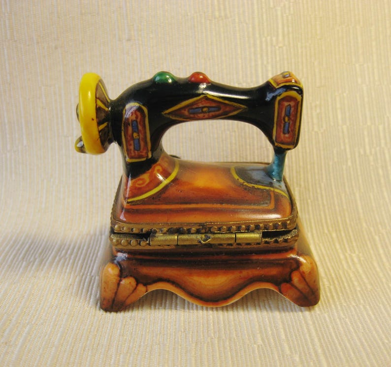 Limoges Porcelain Box in Miniature. Hand Painted. Sewing Machine - Etsy