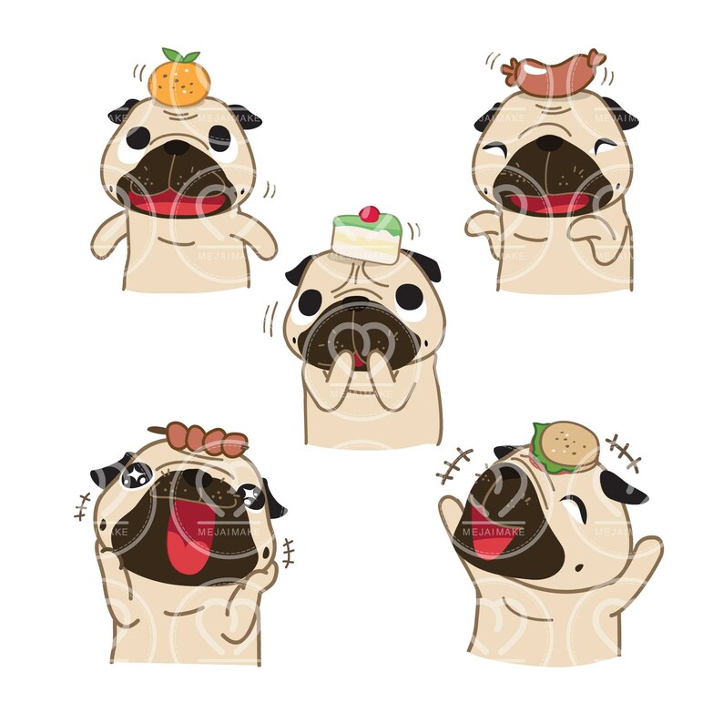 Instant Download. 10 Pug Clipart Bundle. Cute Pug Clipart. Clipart PNG ...