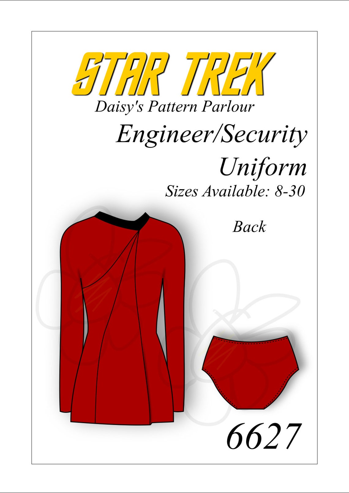 6627 PDF Star Trek Sewing Pattern TOS Eng Security Dress Uniform ...