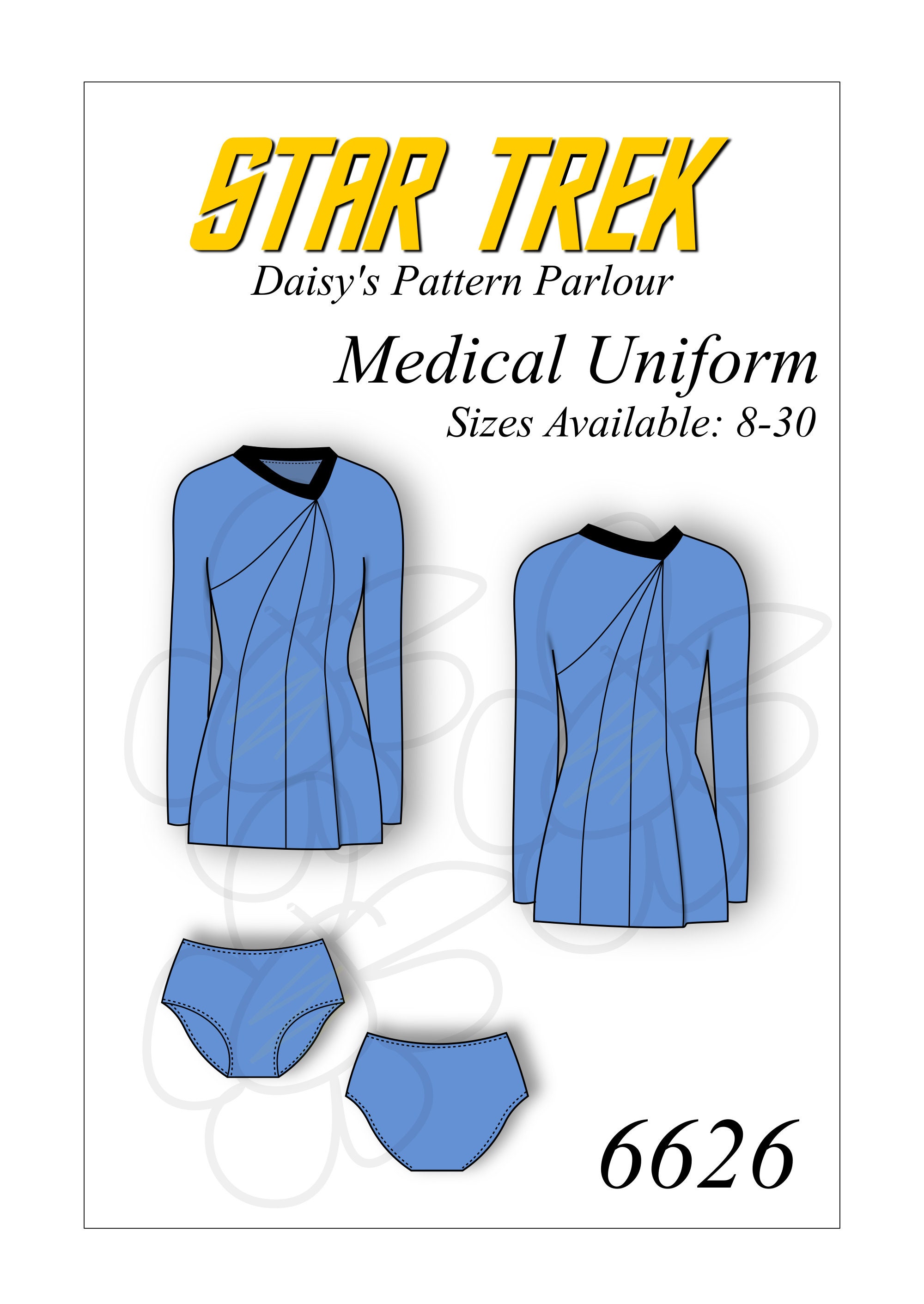 6626 PDF Star Trek Sewing Pattern TOS Medical Dress Uniform Cosplay ...