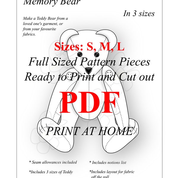 Memory Bear Sewing Pattern - Etsy