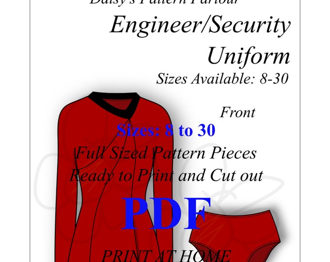 6621f Female Shape PDF Star Trek Sewing Pattern TOS Captain Tunic ...