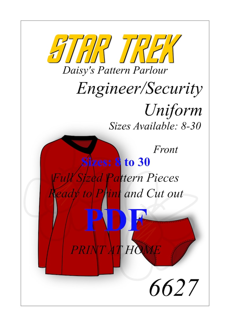 6627 PDF Star Trek Sewing Pattern TOS Eng Security Dress Uniform ...