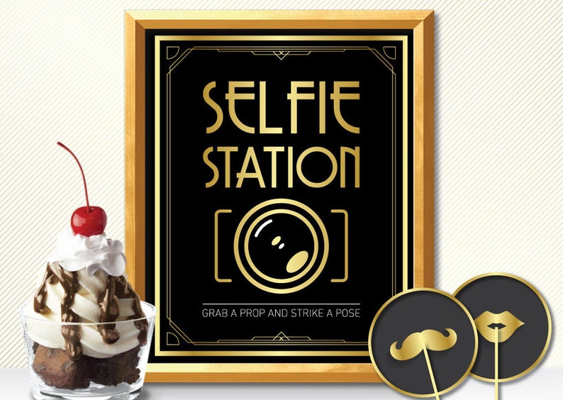 SELFIE STATION Sign, Art Deco Selfie Station Sign, Great Gatsby Selfie ...