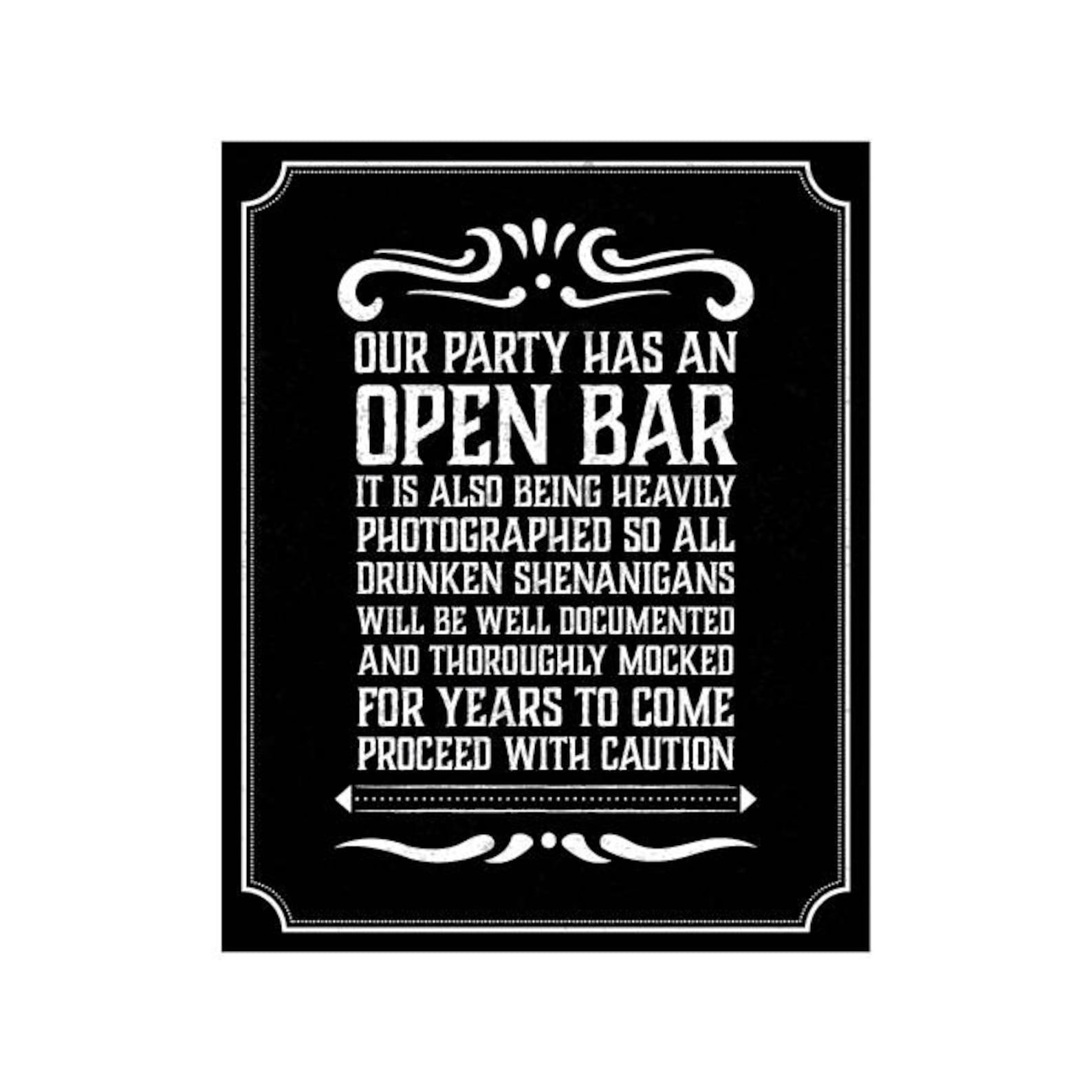 Open Bar Sign Party Sign Chalkboard Wedding Signs Decorations - Etsy