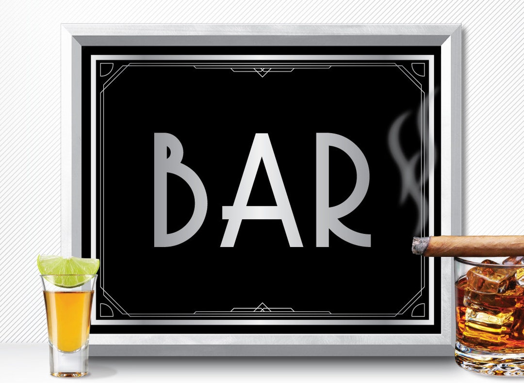 BAR SIGN, Art Deco Poster Bar Sign, Great Gatsby Party Decorations ...