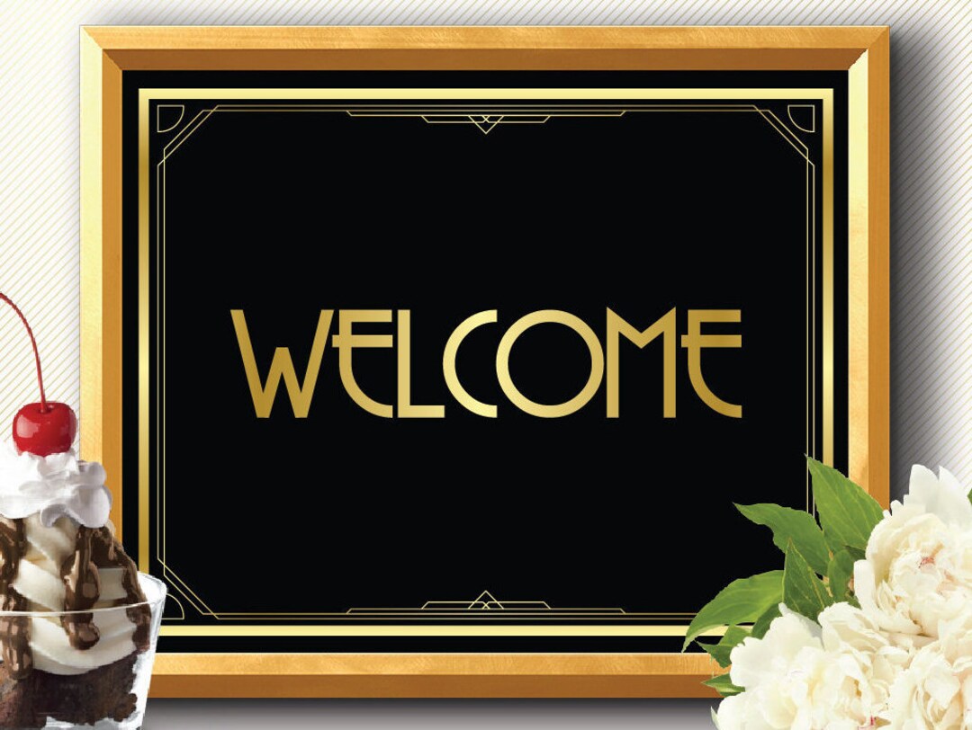 Welcome Sign, Reception Welcome Sign, Greeting Welcome Sign, Art Deco ...