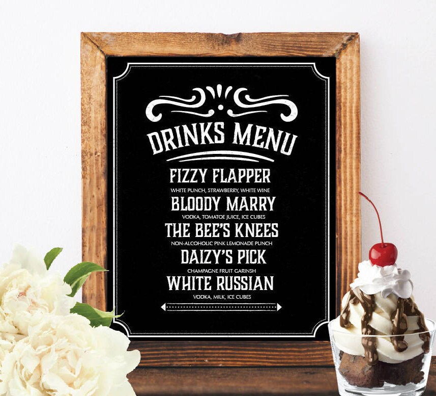 Drinks Menu Bar Menu Chalkboard Drink Menu Drink Signage Cocktail Menu ...