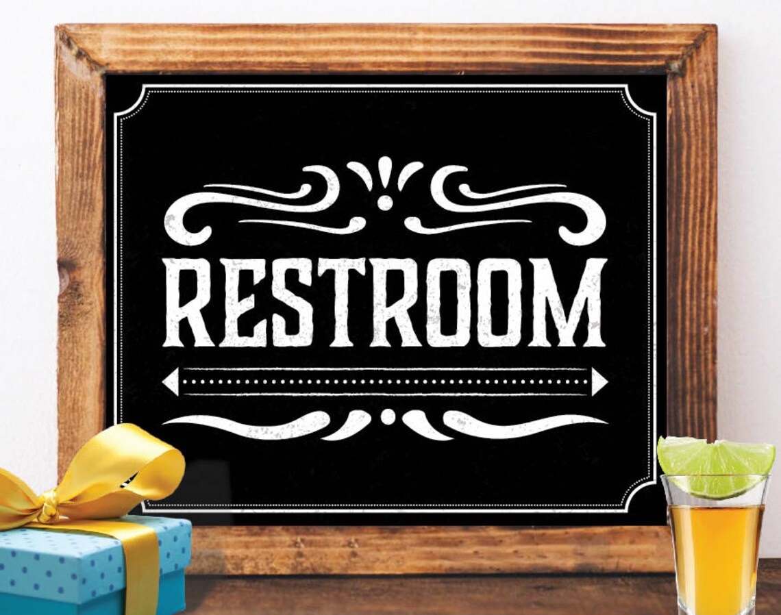 Restroom Sign Wc Sign Toilet Sign Wedding Restroom Sign Party Restroom ...