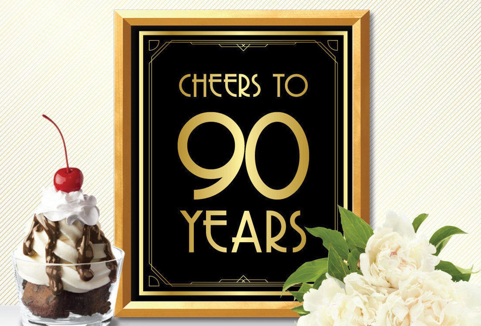 Cheers to 90 Years Happy 90th Birthday Cheers to 90 Years Sign 90th ...