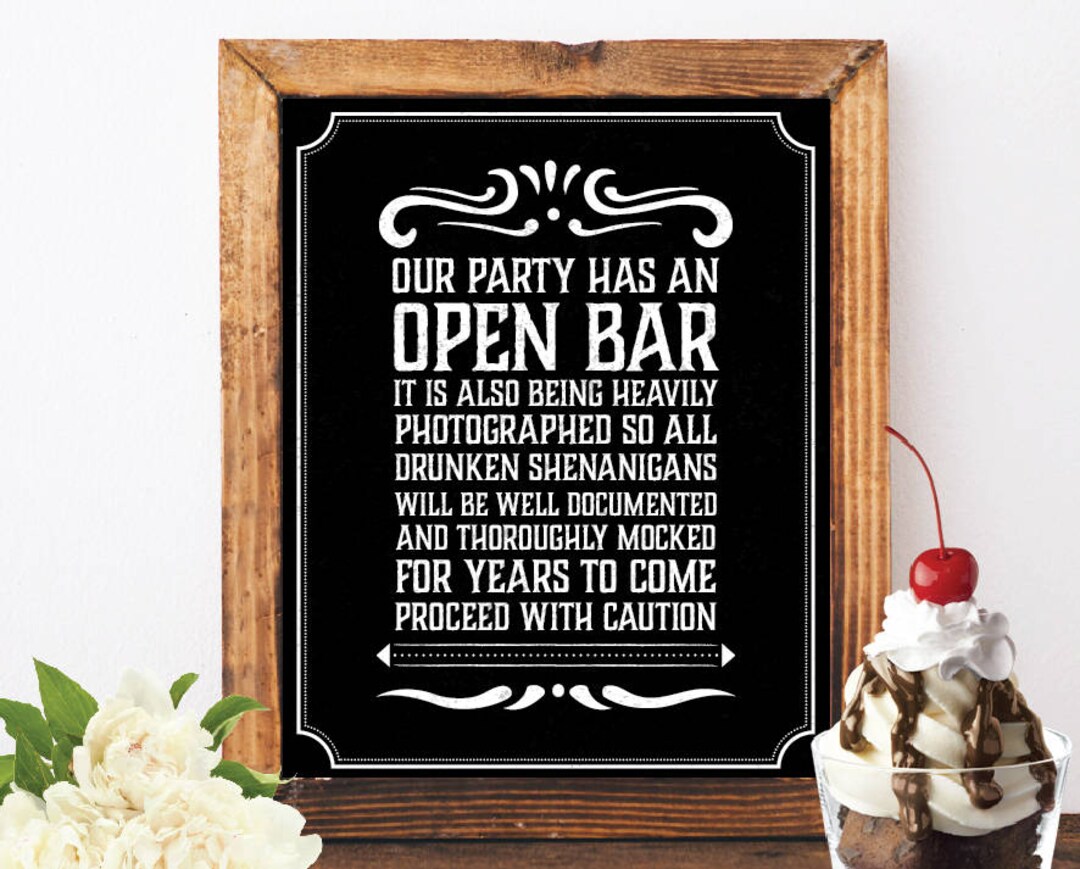 Open Bar Sign Party Sign Chalkboard Wedding Signs Decorations - Etsy