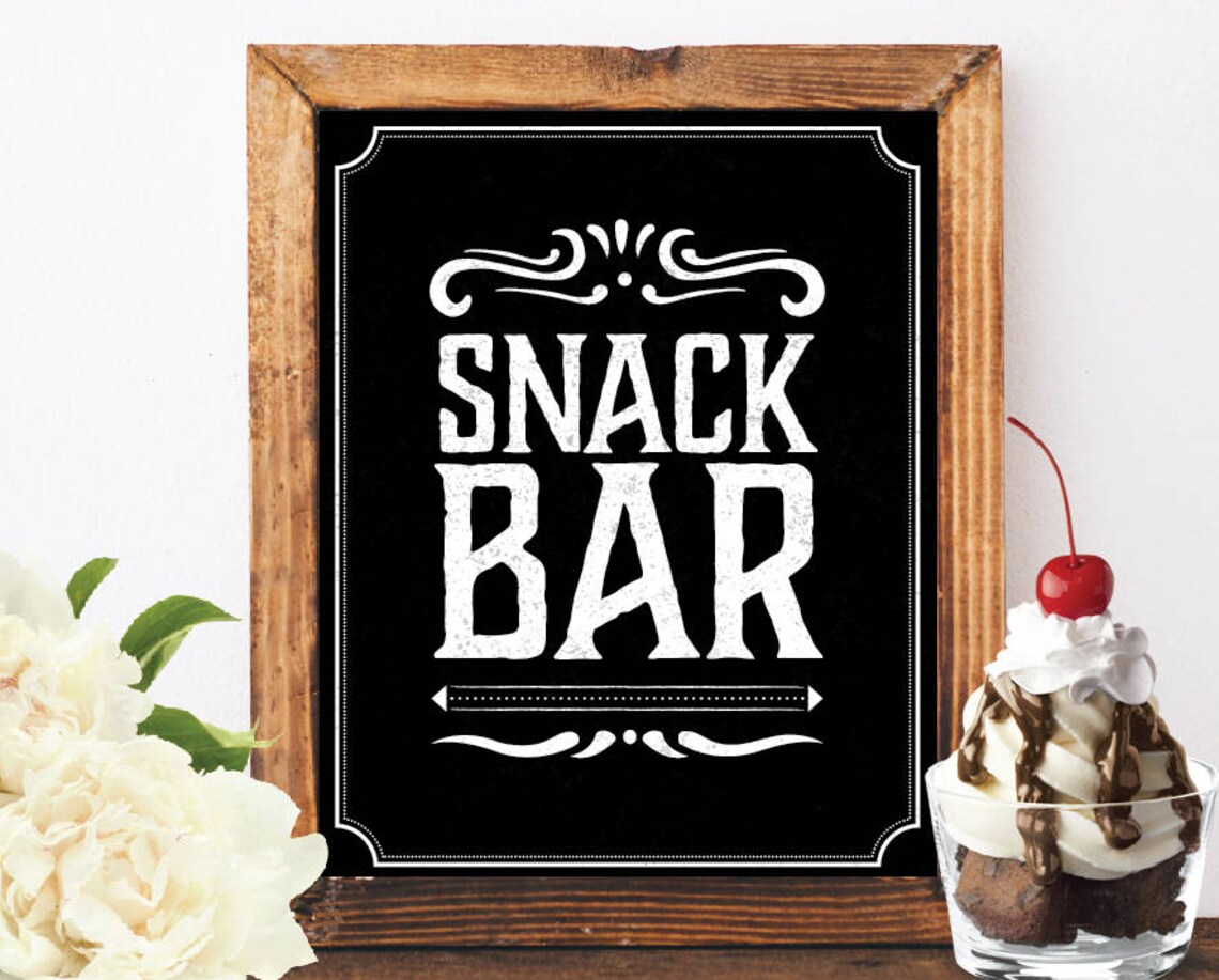 Snack Bar Sign Party Sign Chalkboard Signs Wedding Decorations - Etsy