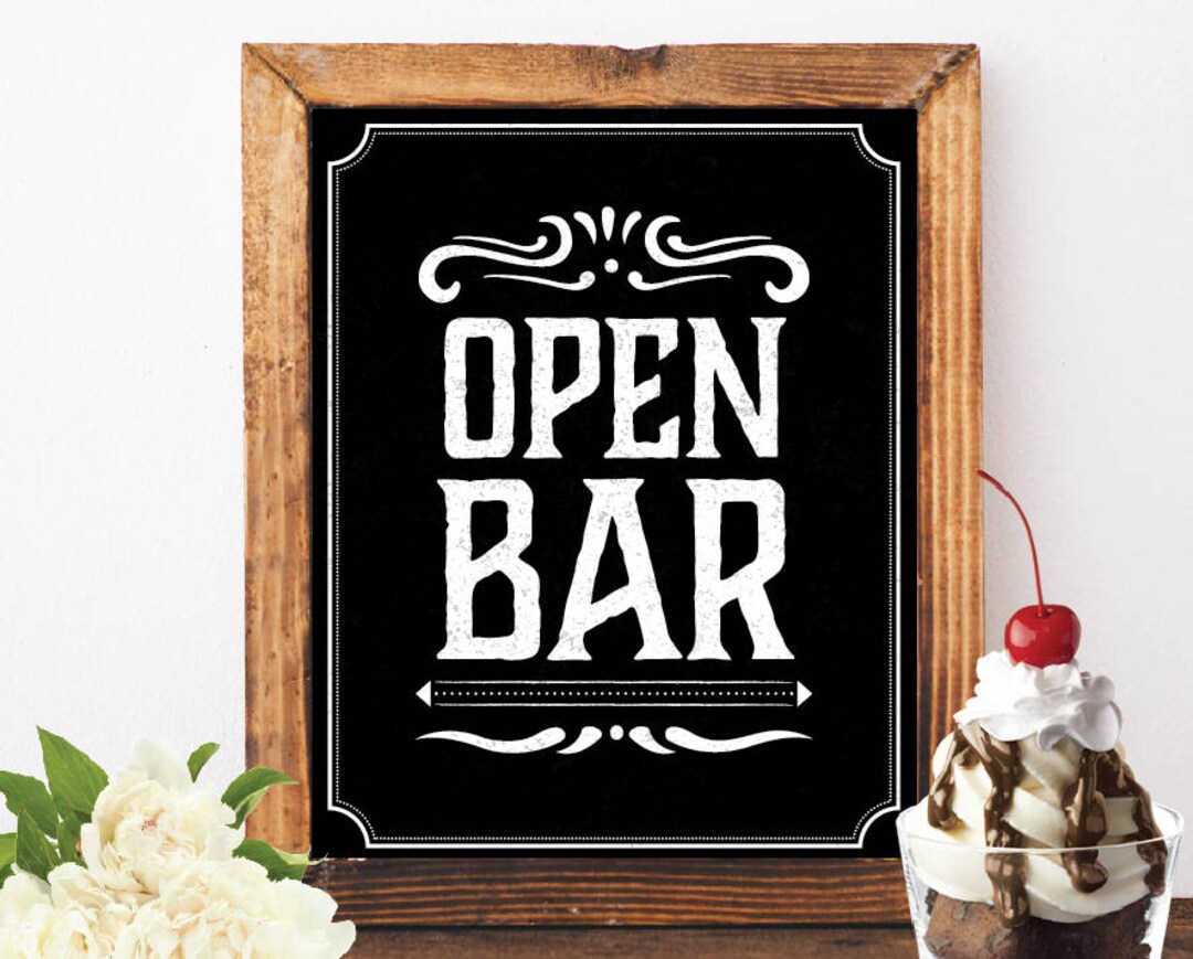 Open Bar Sign Party Sign Chalkboard Wedding Signs Decorations Jack ...