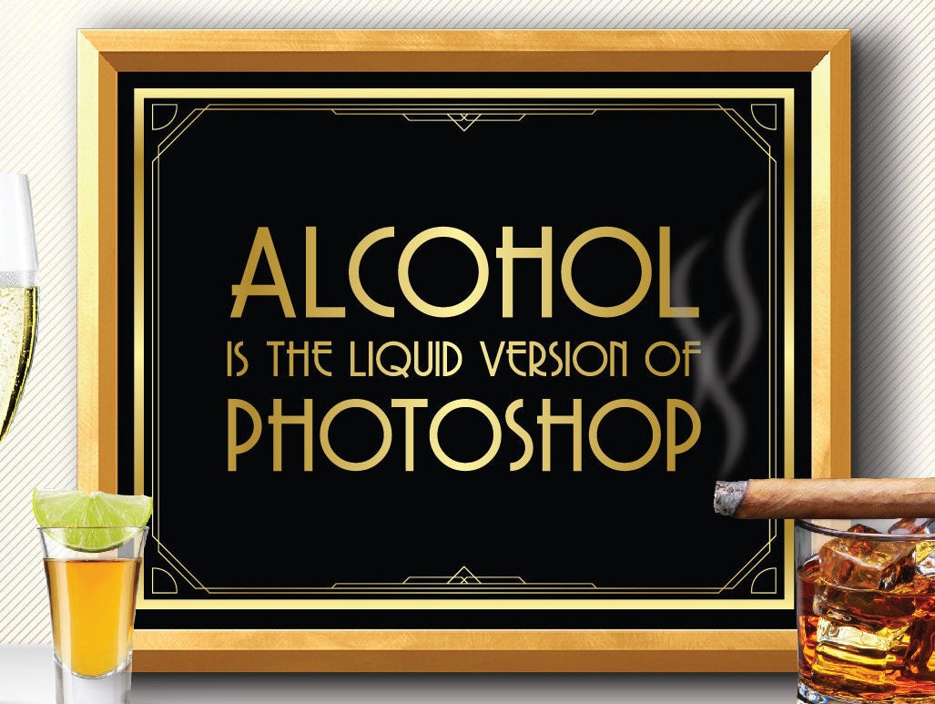 Alcohol Sign, Bar Sign, Drink Sign, Bar Decorations, Great Gatsby Drink ...