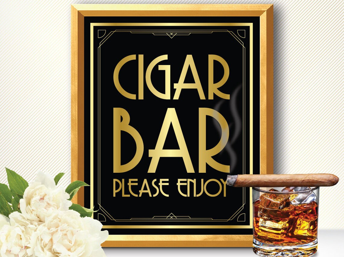 CIGAR BAR SIGN, Cigar Bar, Great Gatsby Decorations, Art Deco Cigar Bar ...