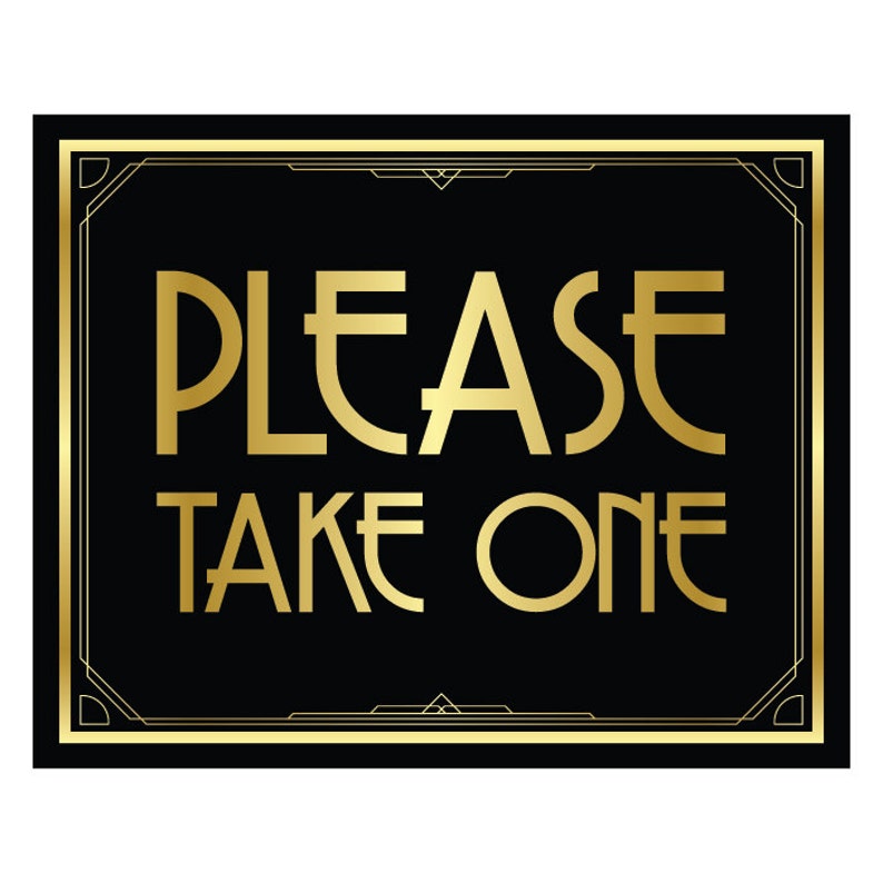 PLEASE TAKE ONE Sign, Art Deco Please Take One Sign, Great Gatsby ...