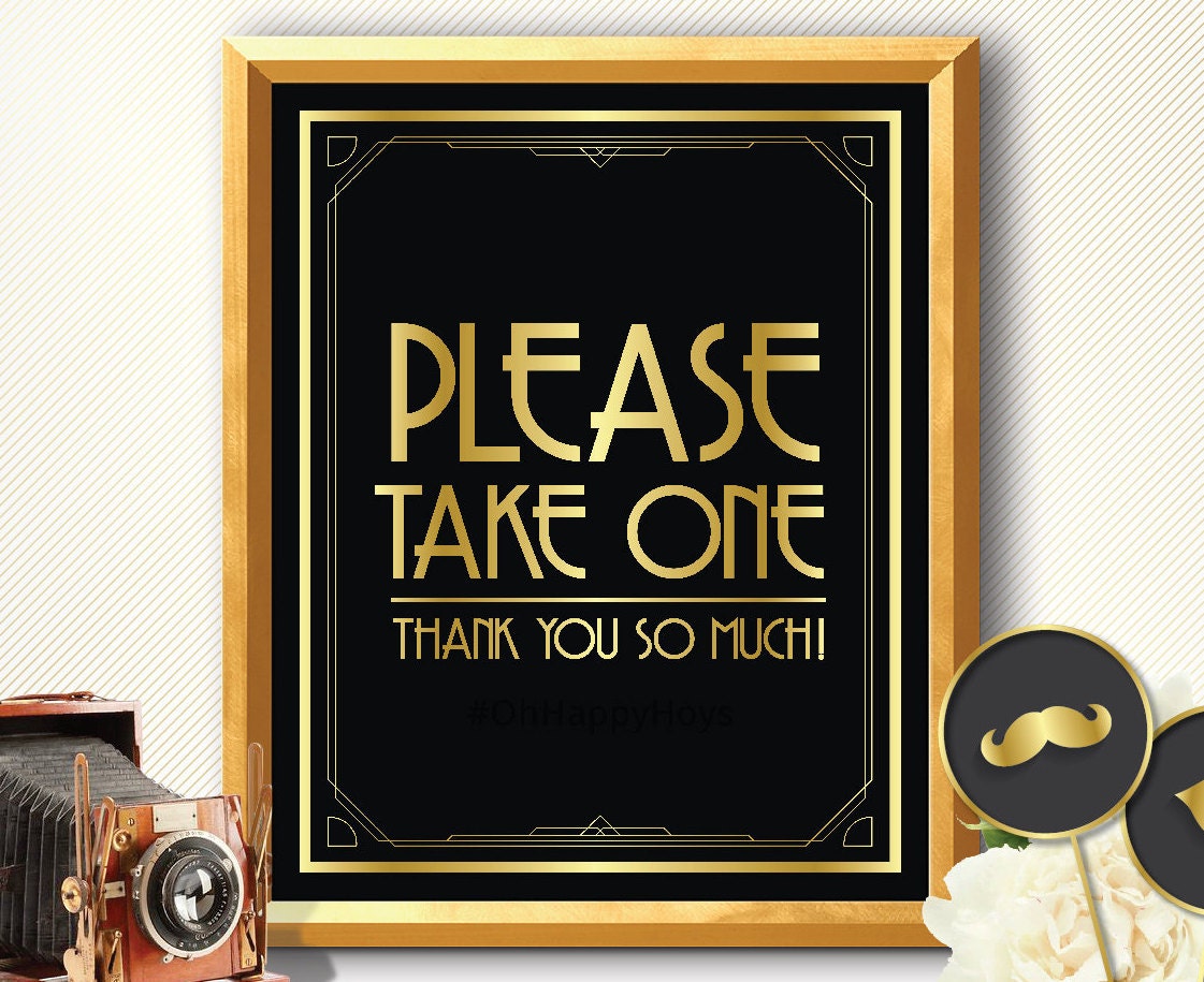 PLEASE TAKE ONE Sign, Art Deco Please Take One Sign, Great Gatsby ...