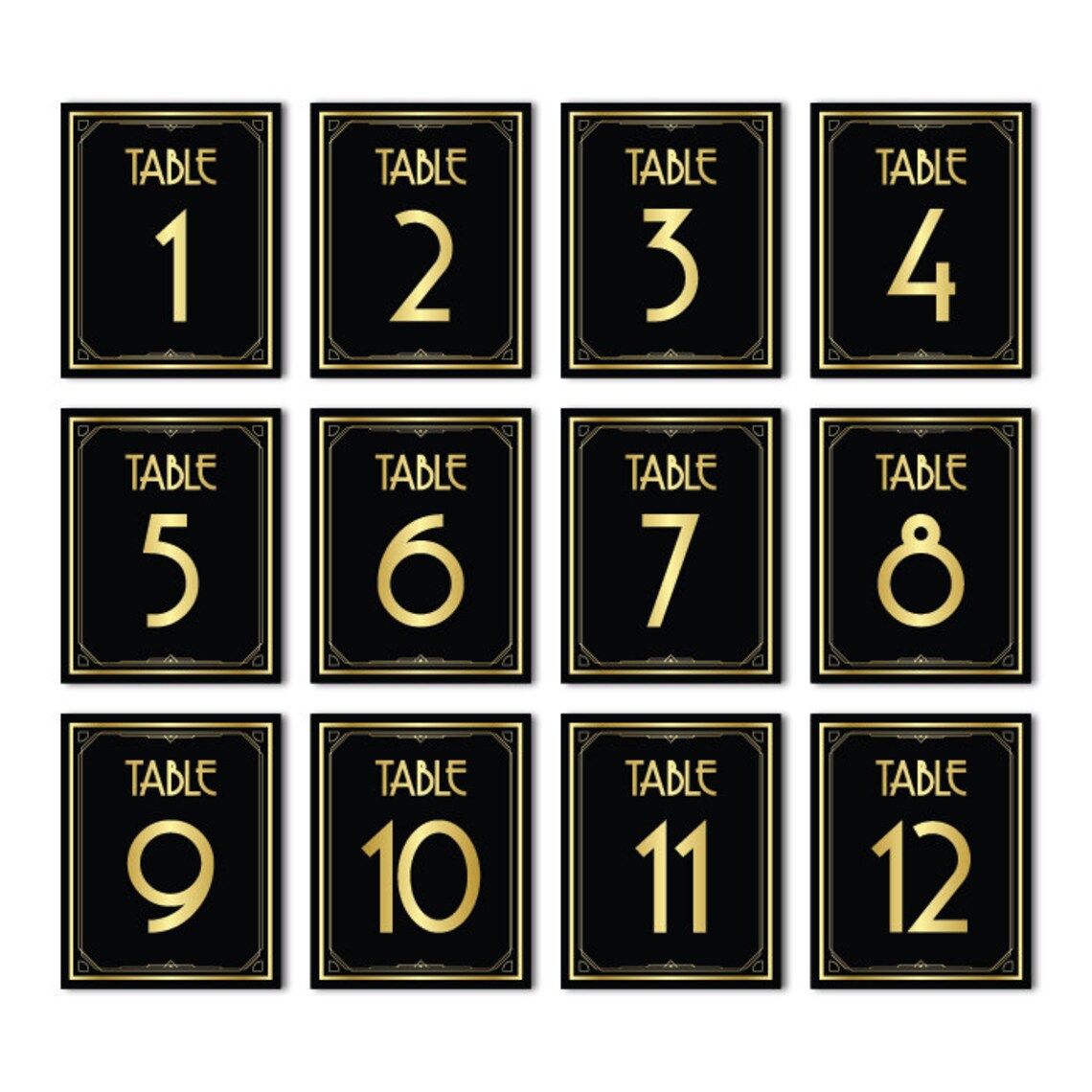 Art Deco Table Numbers, Great Gatsby Table Numbers, Wedding Table ...
