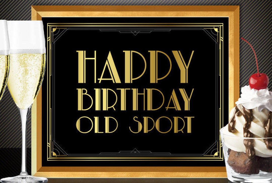 HAPPY BIRTHDAY Sign, Printable Happy Birthday Sign, Art Deco Happy ...
