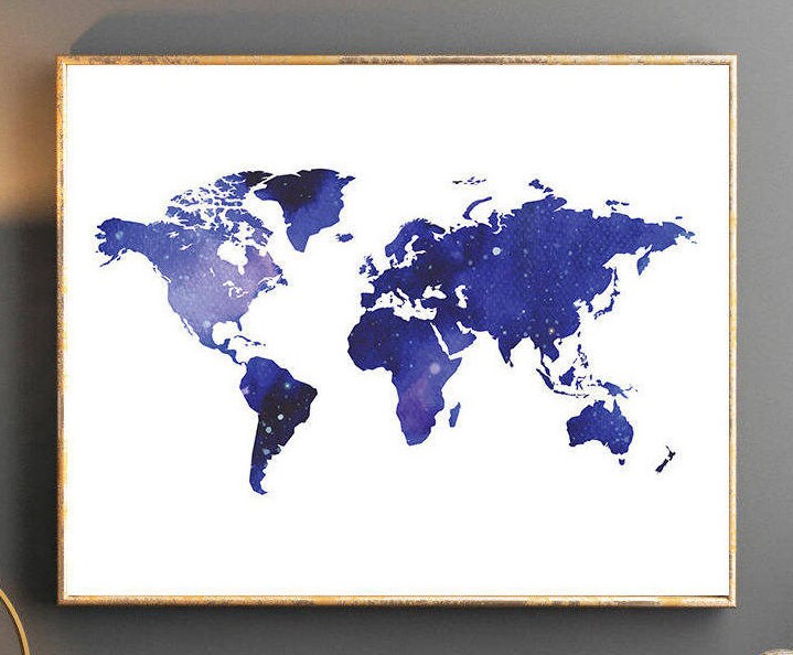 Wall Décor Prints Watercolor WORLD Map illustrations Art Print 8x10 ...