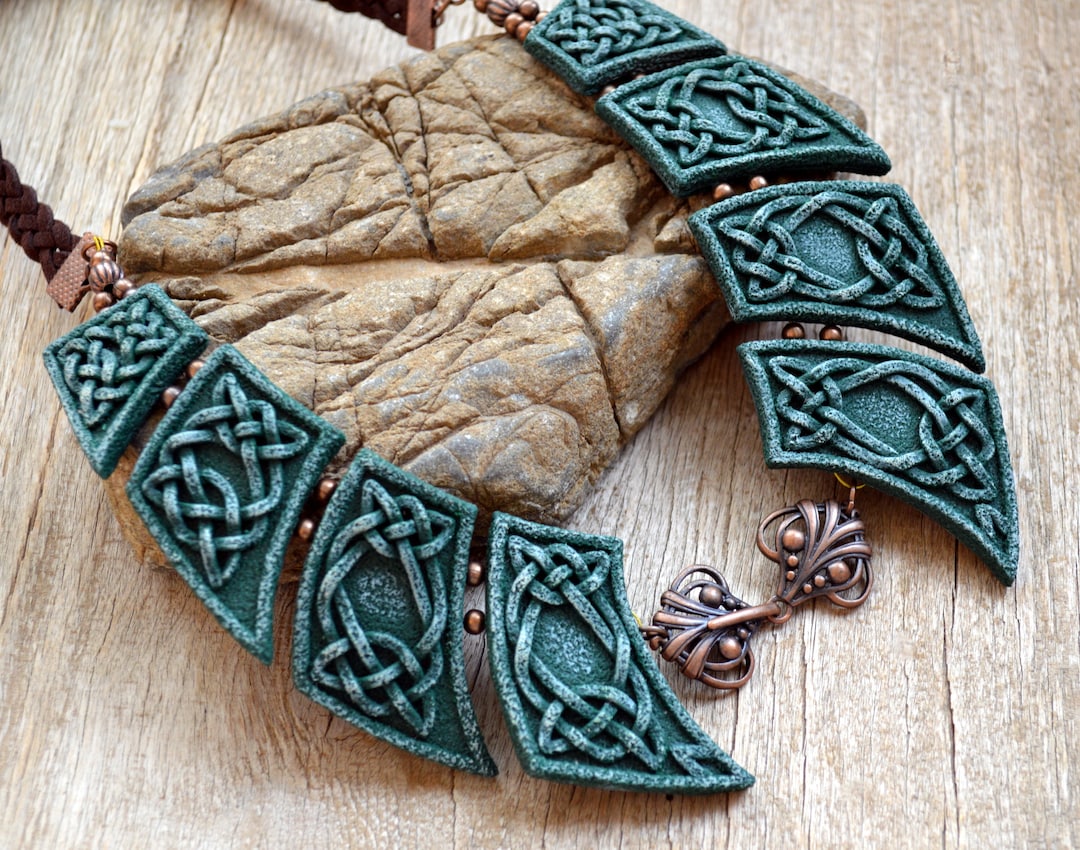 Green Celtic Elven Fairytale Bib Necklace - Statement Art Nouveau ...