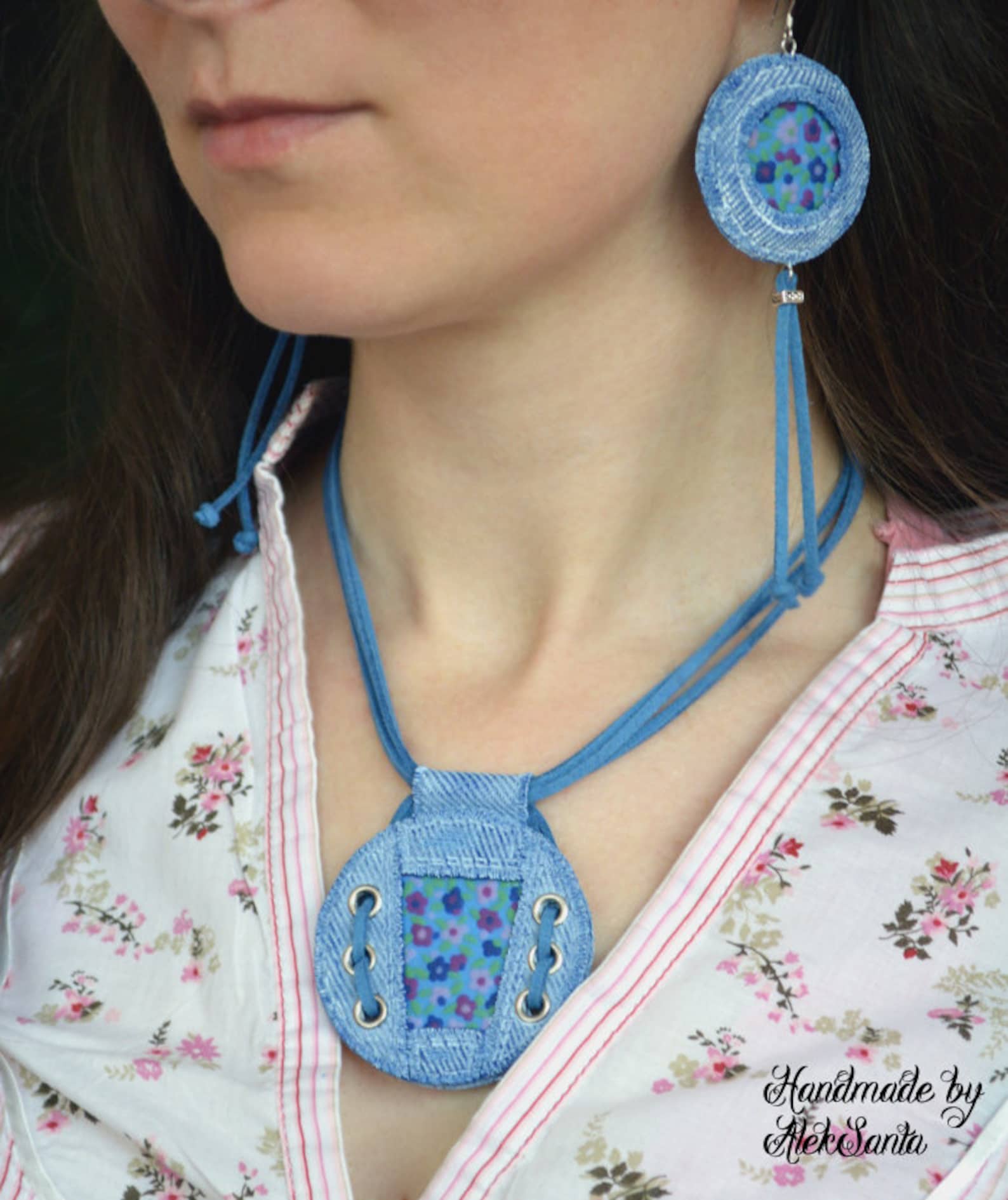 Jeans Jewelry Set Polymer Clay Jewelry for Women Blue Jewelry - Etsy