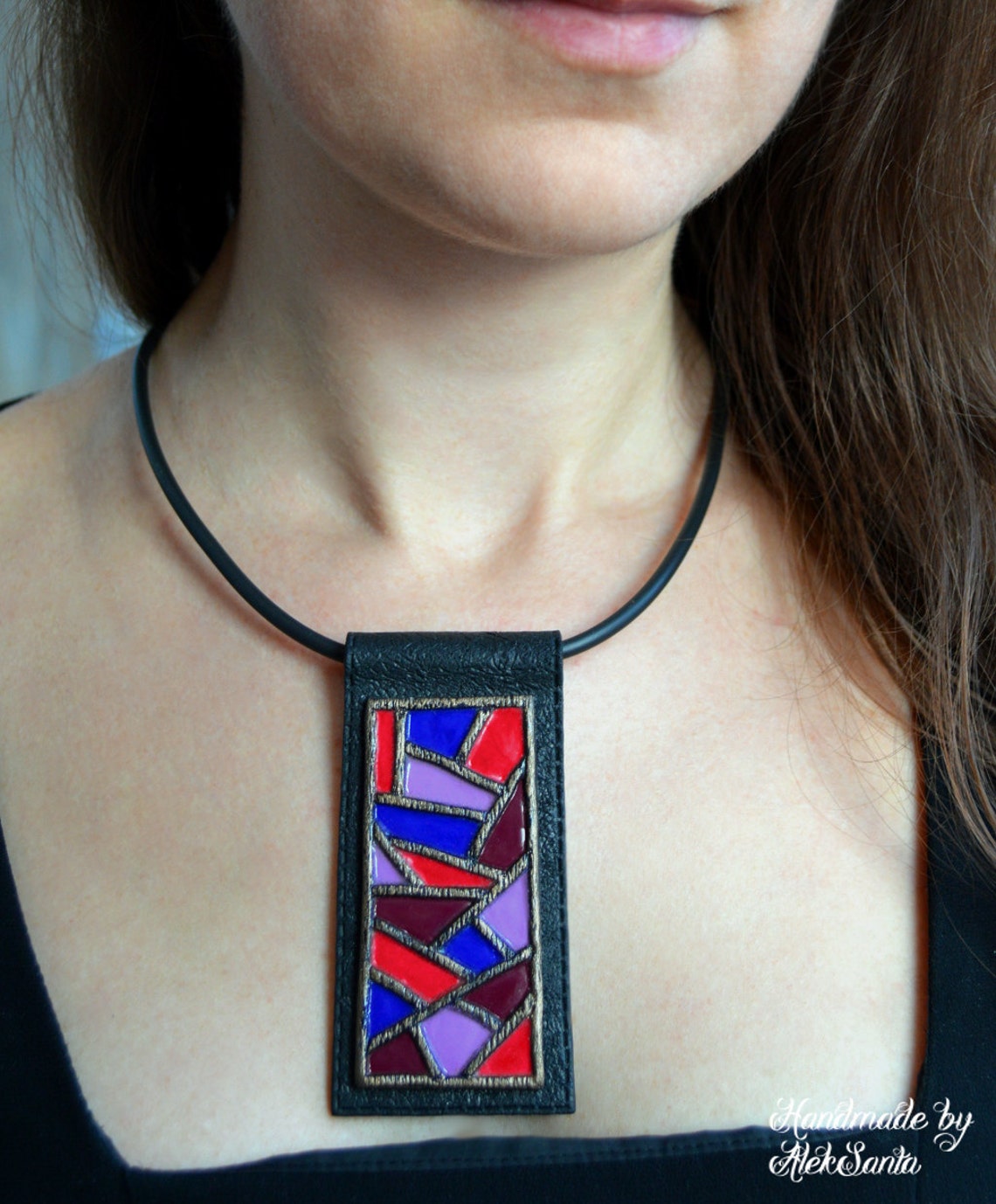 Abstract Pendant Abstract Necklace Mosaic Pendant Mosaic - Etsy
