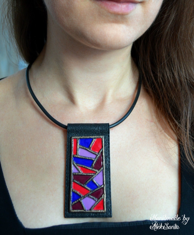 Abstract Pendant Abstract Necklace Mosaic Pendant Mosaic - Etsy