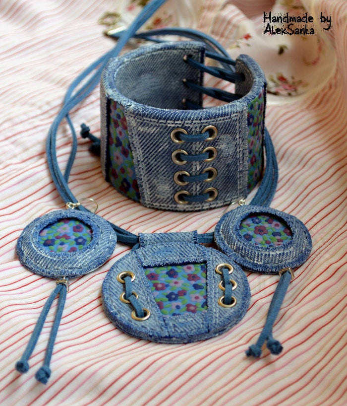 Jeans Jewelry Set Polymer Clay Jewelry for Women Blue Jewelry - Etsy