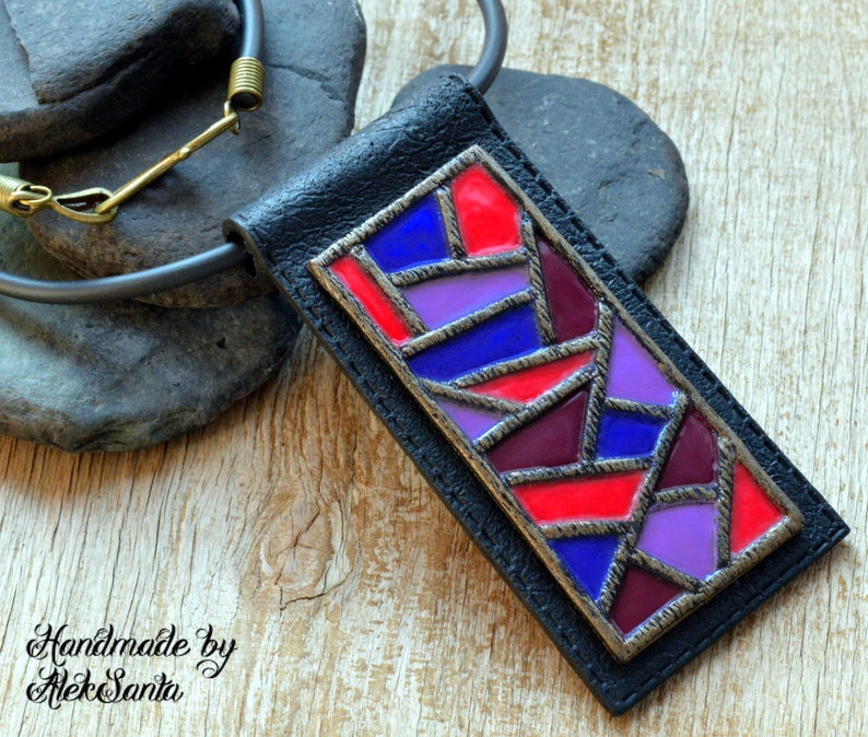 Abstract Pendant Abstract Necklace Mosaic Pendant Mosaic - Etsy