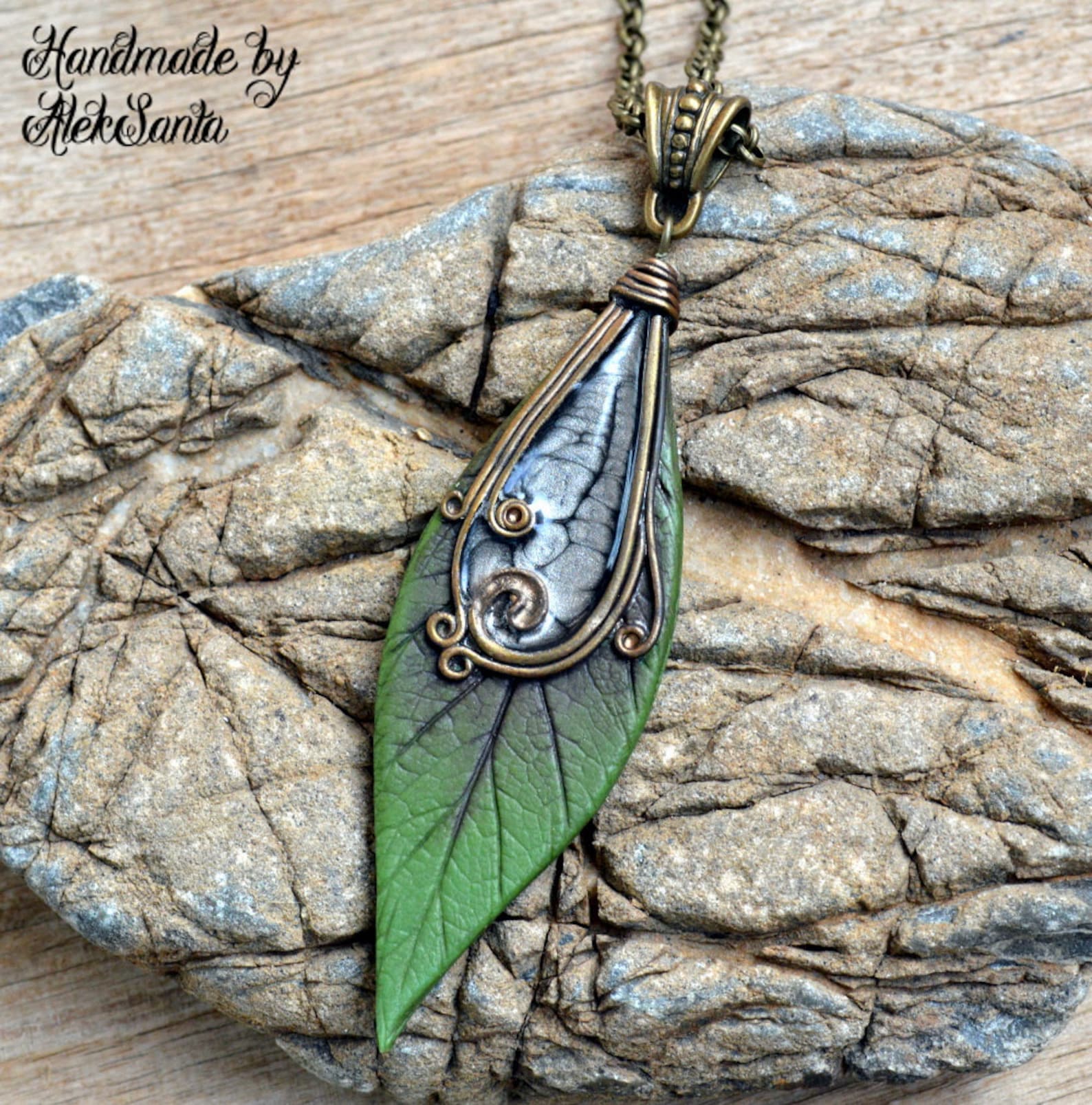 Inspirational Leaf Necklace Leaf Pendant Leaf Jewelry Green - Etsy ...