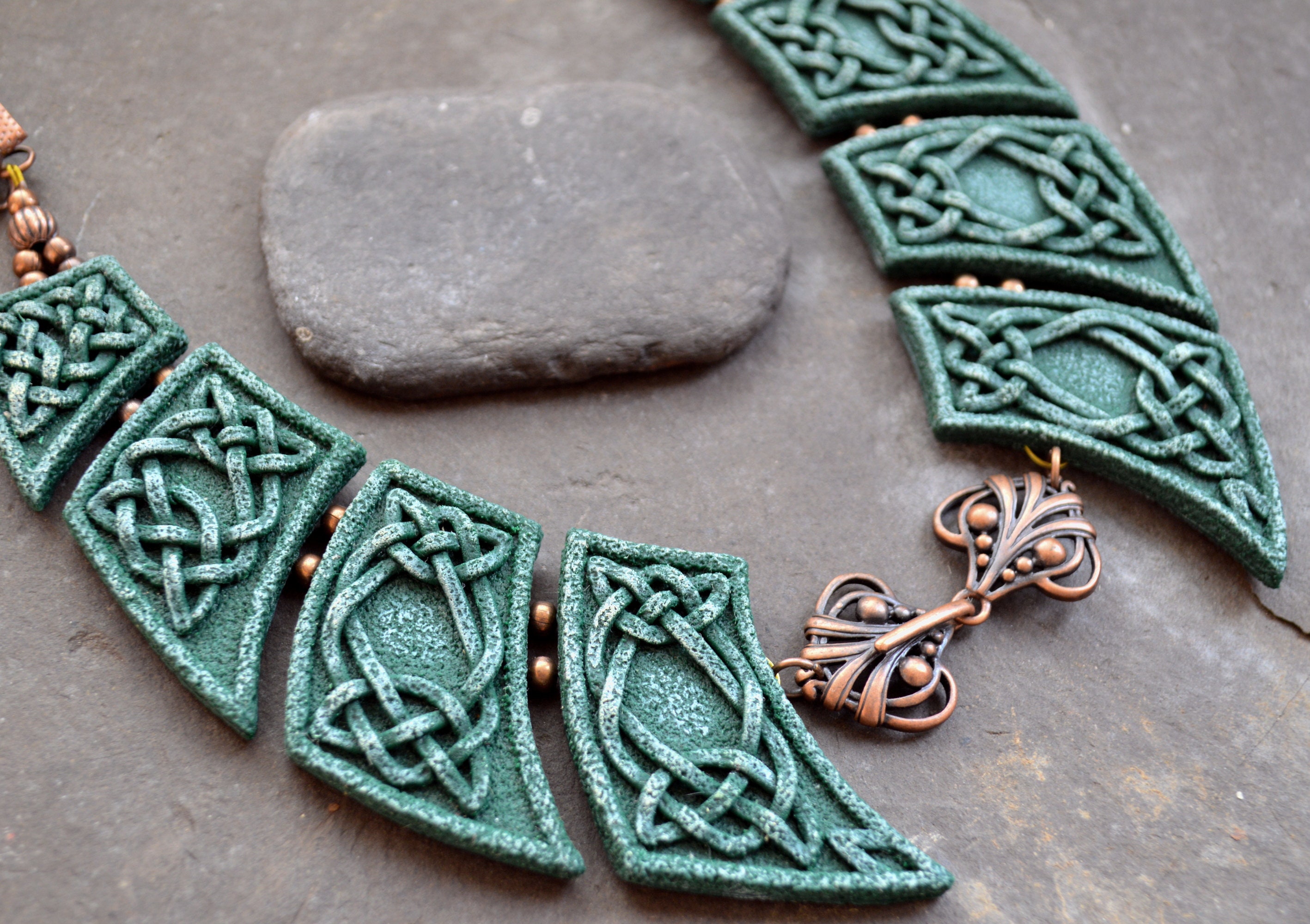 Green Celtic Elven Fairytale Bib Necklace - Statement Art Nouveau ...