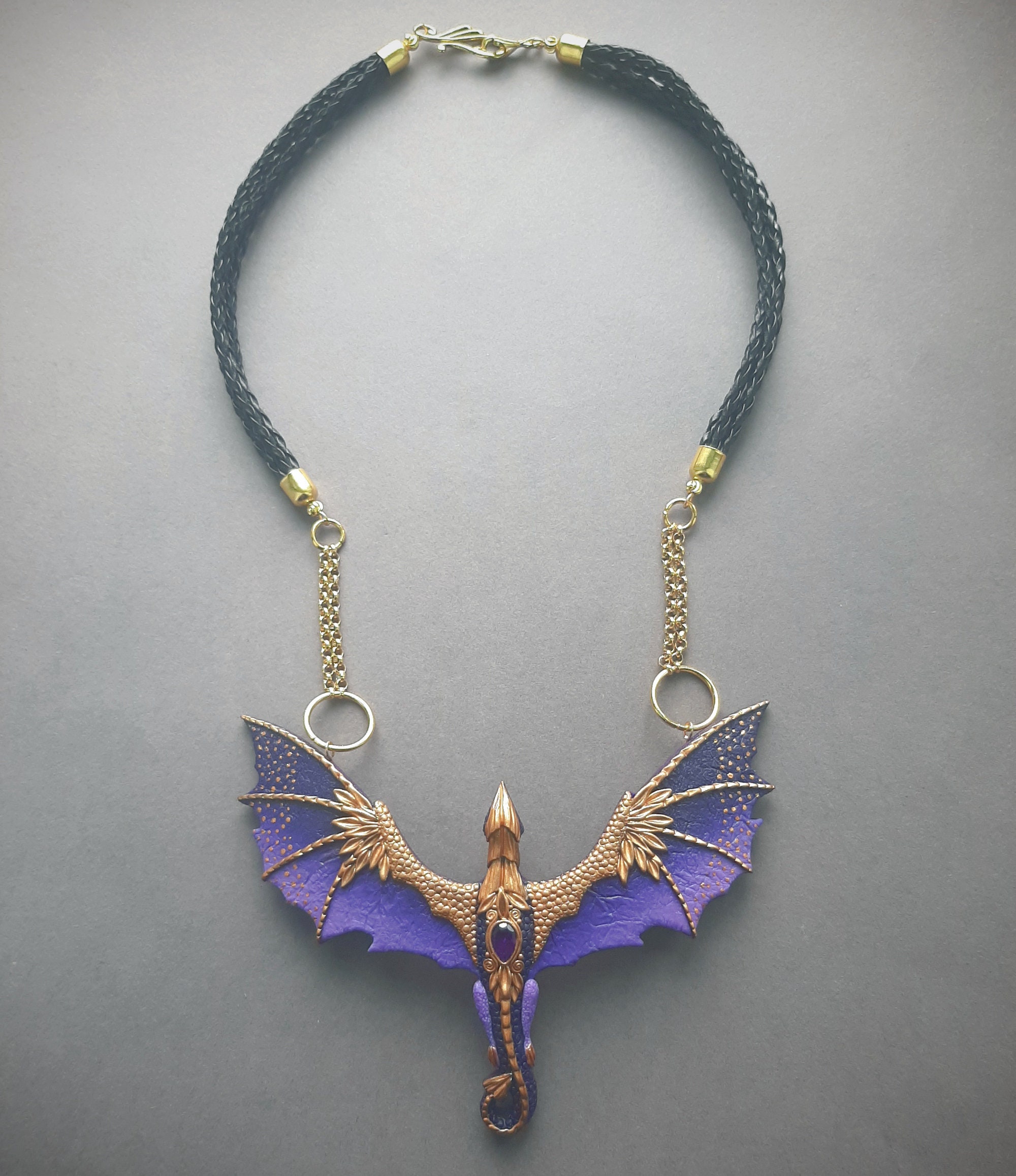 Purple Dragon Necklace With Amethyst - Etsy