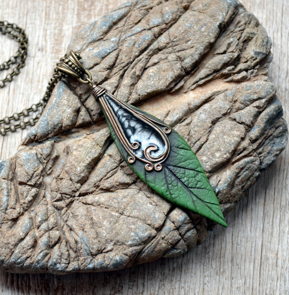 Inspirational Leaf Necklace Leaf Pendant Leaf Jewelry Green - Etsy ...