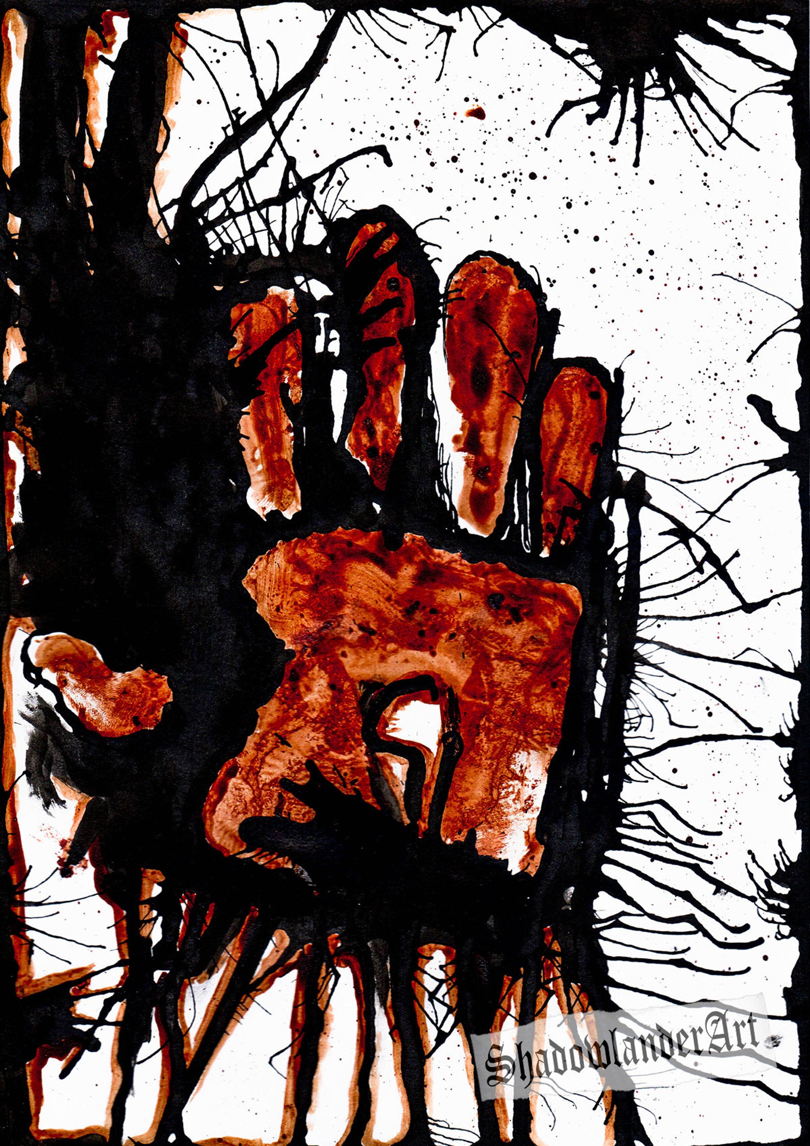 Blood Painting touch of Death Abstract ART PRINT - Etsy