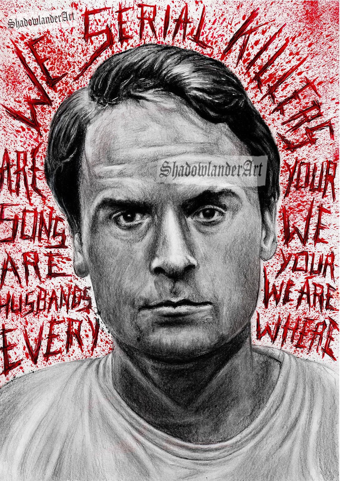 Ted Bundy serial Killers Drawing ART PRINT - Etsy Israel