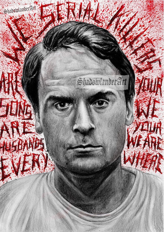 Ted Bundy serial Killers Drawing ART PRINT - Etsy Israel