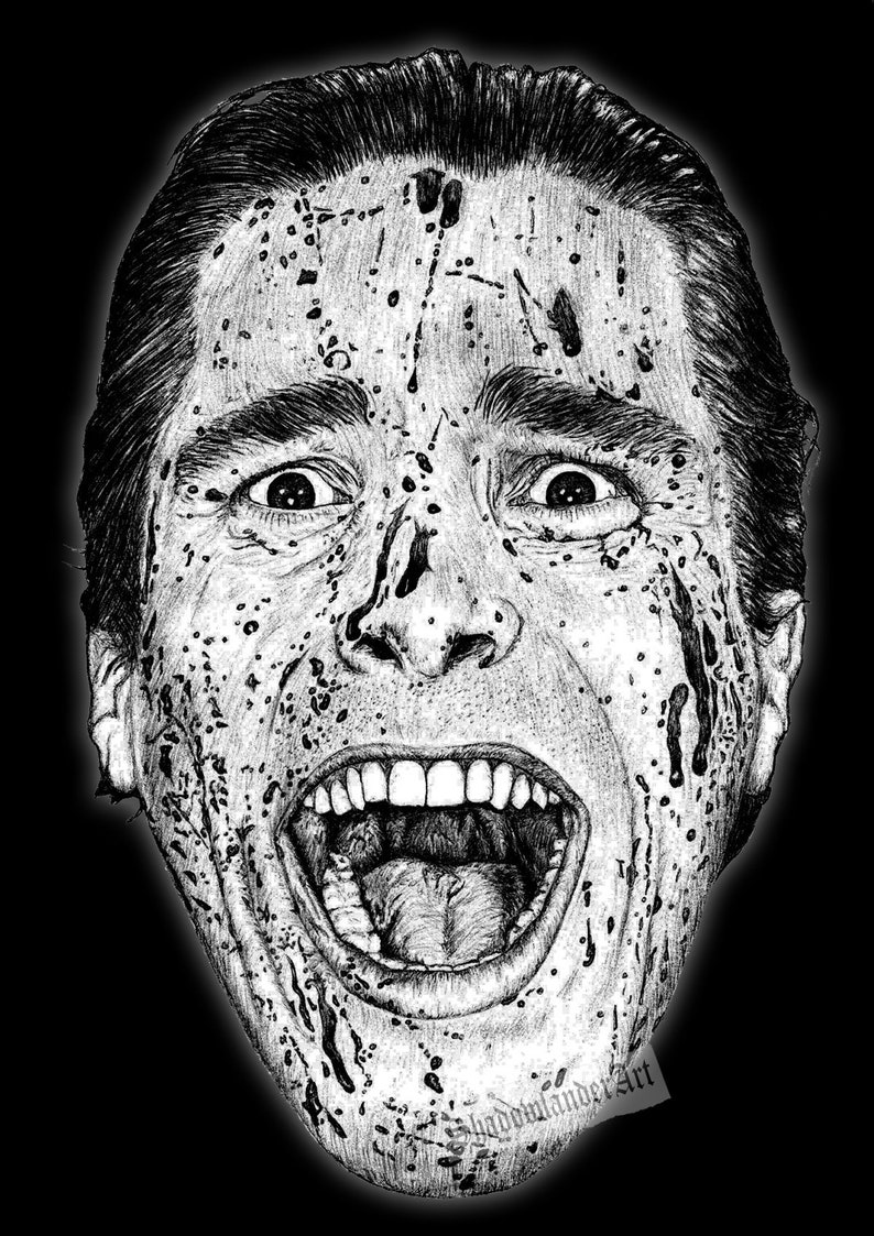 Patrick Bateman american Psycho Drawing ART PRINT - Etsy